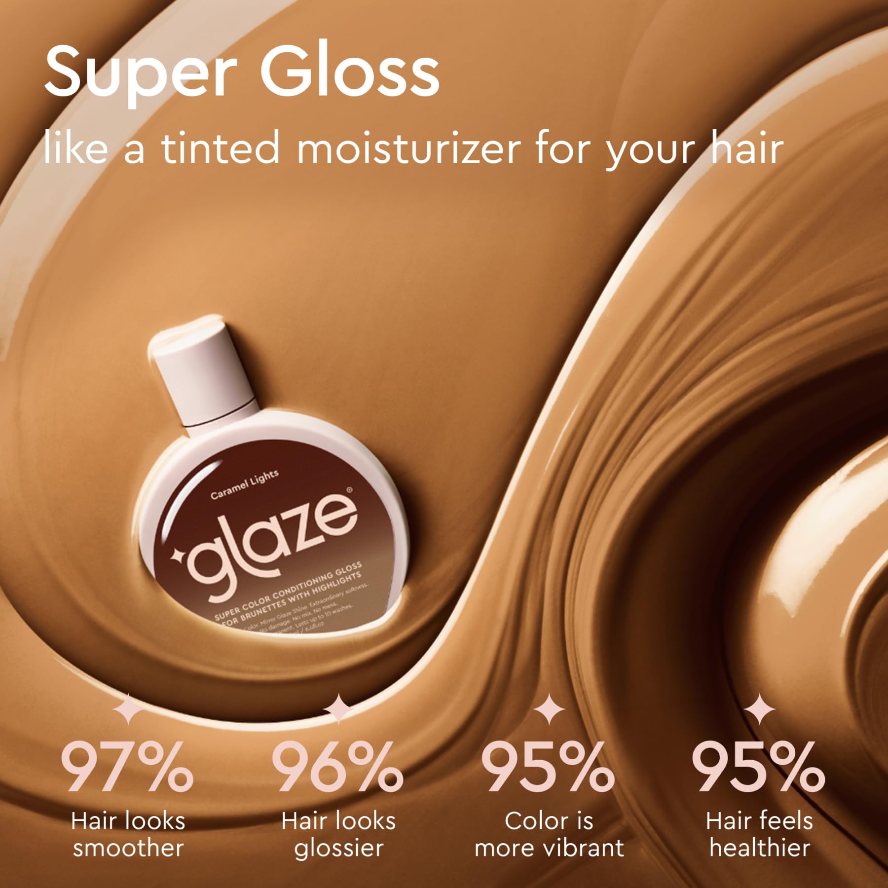 Glaze Super Gloss Color Conditioning Gloss – Caramel Lights for Medium to Dark Brown Hair with Highlights – Rinse Out Semi-Permanent Hair Gloss that Enhances Color and Boosts Shine & Hydration