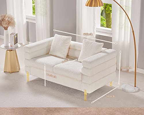 AMERLIFE Loveseat Sofa, 2 Seater Couch- Deep Seat Sofa Couch, Comfy Sofa for Living Room- White Sofa