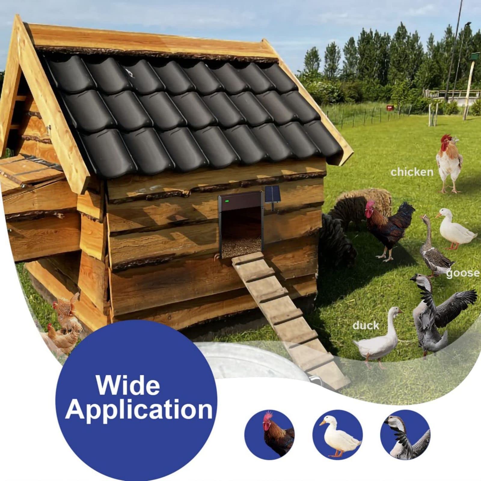 Solar-Powered Automatic Chicken Coop Door Opener with Timer & Light Sensor - Aluminum Automatic Chicken Door with Remote Control 4 Modes