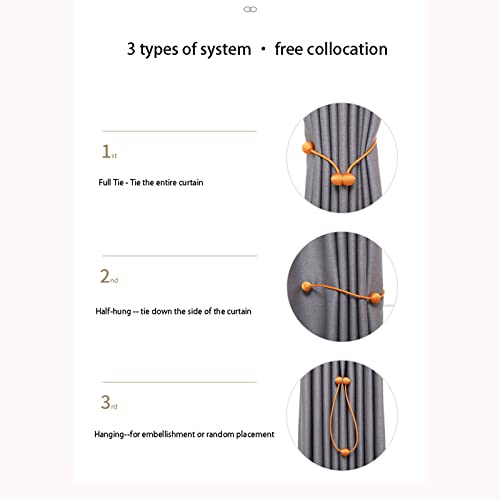 4 Piece，Curtain Straps，Magnetic Curtain Tiebacks Holdbacks, Modern Curtain Tieback Clips, Curtain Rope Holder Tie Backs, Decorative Hold Backs for Home Office Decoration-Orange||Length: 66cm