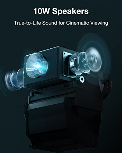 WiFi Projector Native 1080P, 4K Supported Portable Projector Netflix-Licensed, Android TV 10.0 Movie Projector with 9000Lumens, 2.4/5G WiFi, 4D Keystone Correction, 120" Screen and Google Assistant