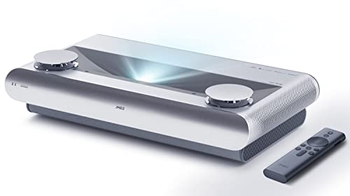JMGO U2 4K Tri-Color Ultra Short Throw Laser TV Projector, 2400 ANSI Lumens,HDR10,Co-created with Dynaudio,Smart Projector for Movies&Gaming&Streaming