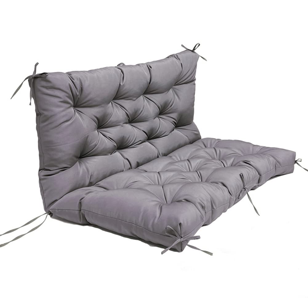 SEAHOME Waterproof Bench Cushion with Backrest, 2 or 3 Seat Swing Replacement Cushions Overstuffed for Garden Patio Furniture Loveseat Swing Outdoor Bench Cushions (59.1 * 39.4 * 3.94inch, Dark Gray)