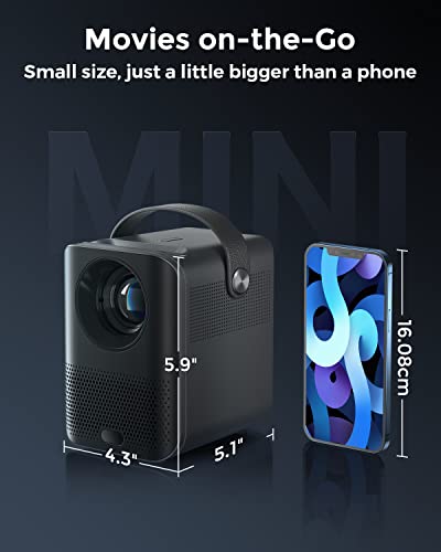 WiFi Projector Native 1080P, 4K Supported Portable Projector Netflix-Licensed, Android TV 10.0 Movie Projector with 9000Lumens, 2.4/5G WiFi, 4D Keystone Correction, 120" Screen and Google Assistant