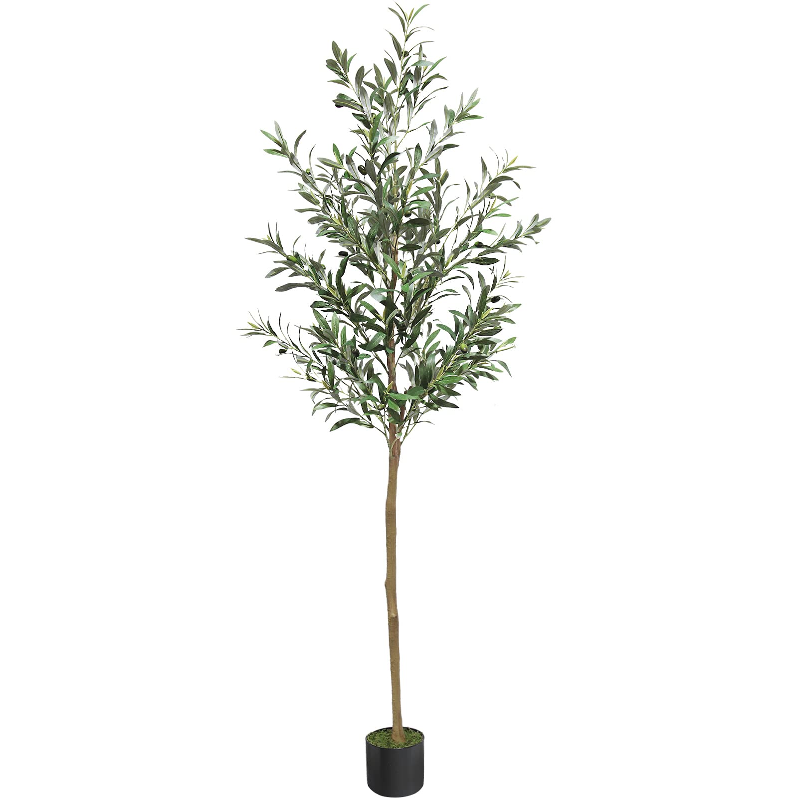 Artifical Tree 6FT Faux Olive Tree for Office Home Decor Fake OliveTree Indoor with Natural Trunk and Lifelike Fruits in a Pot for Housewarming Gift(1 Pack)