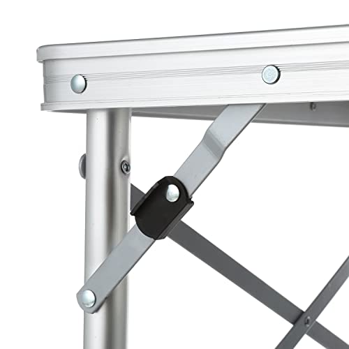 ARROWHEAD OUTDOOR 4β ft Heavy-Duty Portable Aluminum Frame Folding Table w/Leveling Feet, Solid Tabletop Surface, 2 Adjustable Heights, Carrying Case Included, Lightweight, USA-Based Support