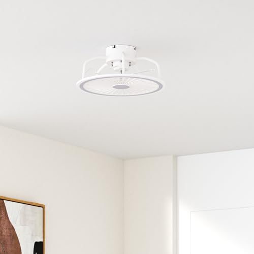 JTfany Ceiling Fans with Lights and Remote 18 Inch Flush Mount Ceiling Fan with Remote Dimmable 3 Speeds Low Profile Ceiling Fan RGB Bladeless Ceiling Fan Quiet Ceiling Fans for Bedroom Kidsroom