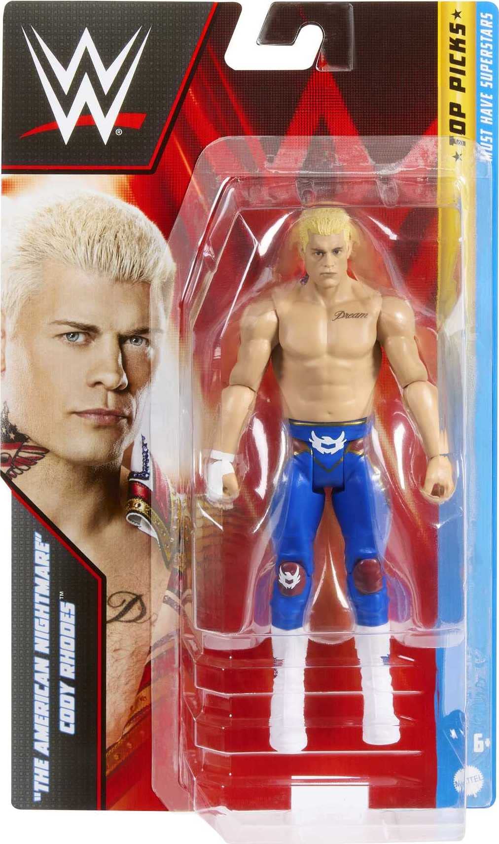 Mattel WWE Cody Rhodes Top Picks Action Figure, Collectible with 10 Points of Articulation & Life-like Detail, 6-inch