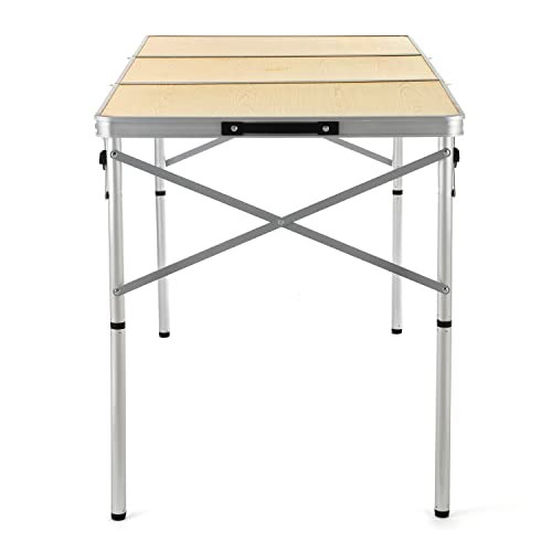ARROWHEAD OUTDOOR 4β ft Heavy-Duty Portable Aluminum Frame Folding Table w/Leveling Feet, Solid Tabletop Surface, 2 Adjustable Heights, Carrying Case Included, Lightweight, USA-Based Support