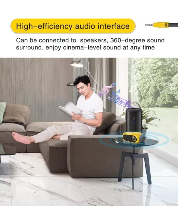 Mini Portable Projector, 30,000H Small Movie Projector for Outdoor Home Theater Use with Remote Control, Compatible with Full HD 1080P HDMI, VGA, USB, AV, Laptop, Smartphone