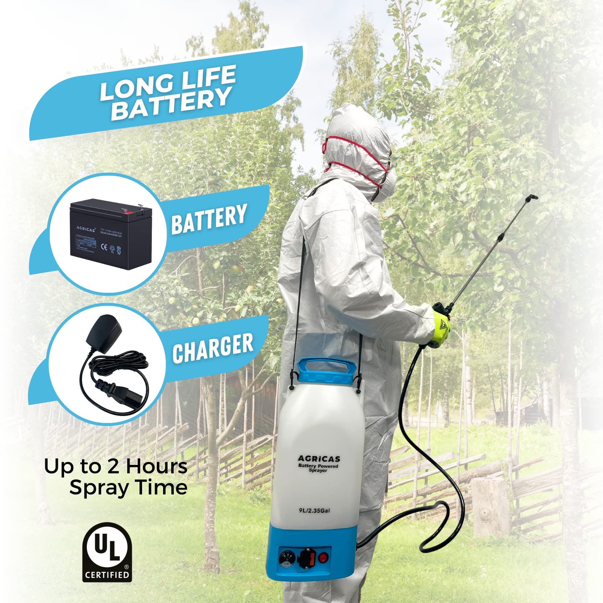 AGRICAS 2.35 Gallon Battery Powered Sprayer