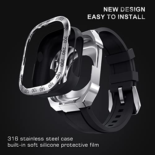 BEIZIYE Stainless Steel Case with Band Compatible Apple Watch Ultra 49mm, Designed for Men's Apple Watch Ultra 49mm Case (Silvery)