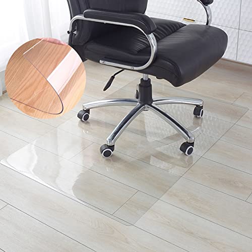 1.5mm Thick Desk Chair Mat For Hardwood Floor Durable Office Chair Mat For Carpet Tile Floor PVC Computer Chair Mat Clear Vinyl Office Floor Mat Gaming Rolling Chair Mat Easy Clean ( Color : Clear , S