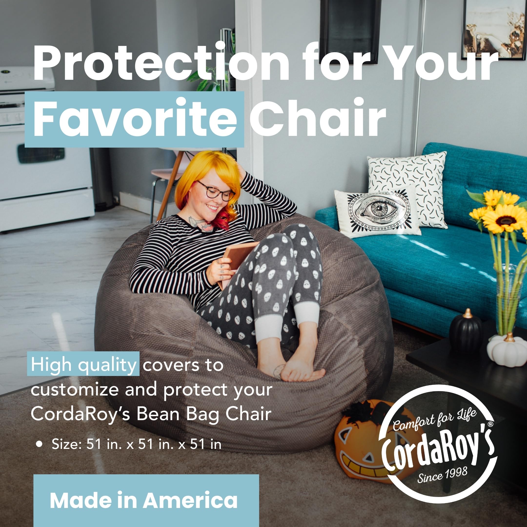 CordaRoy's Chenille Bean Bag Chair Cover Only (Bean Bag Sold Separately), King Size, Charcoal
