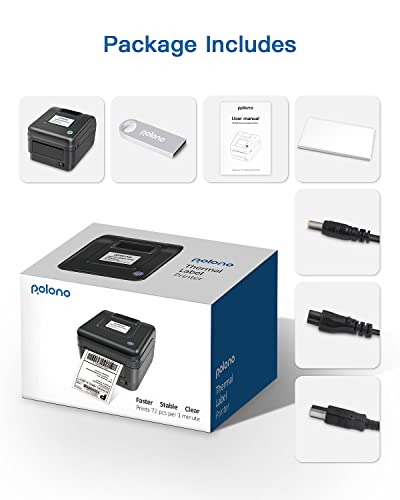 POLONO Label Printer, PL420 4x6 Thermal Printer, High-Speed Shipping Label Printer, Commercial Direct Thermal Printer for Windows & MAC System, Compatible with Amazon, Ebay, FedEx, Shopify, etc