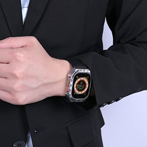 BEIZIYE Stainless Steel Case with Band Compatible Apple Watch Ultra 49mm, Designed for Men's Apple Watch Ultra 49mm Case (Silvery)