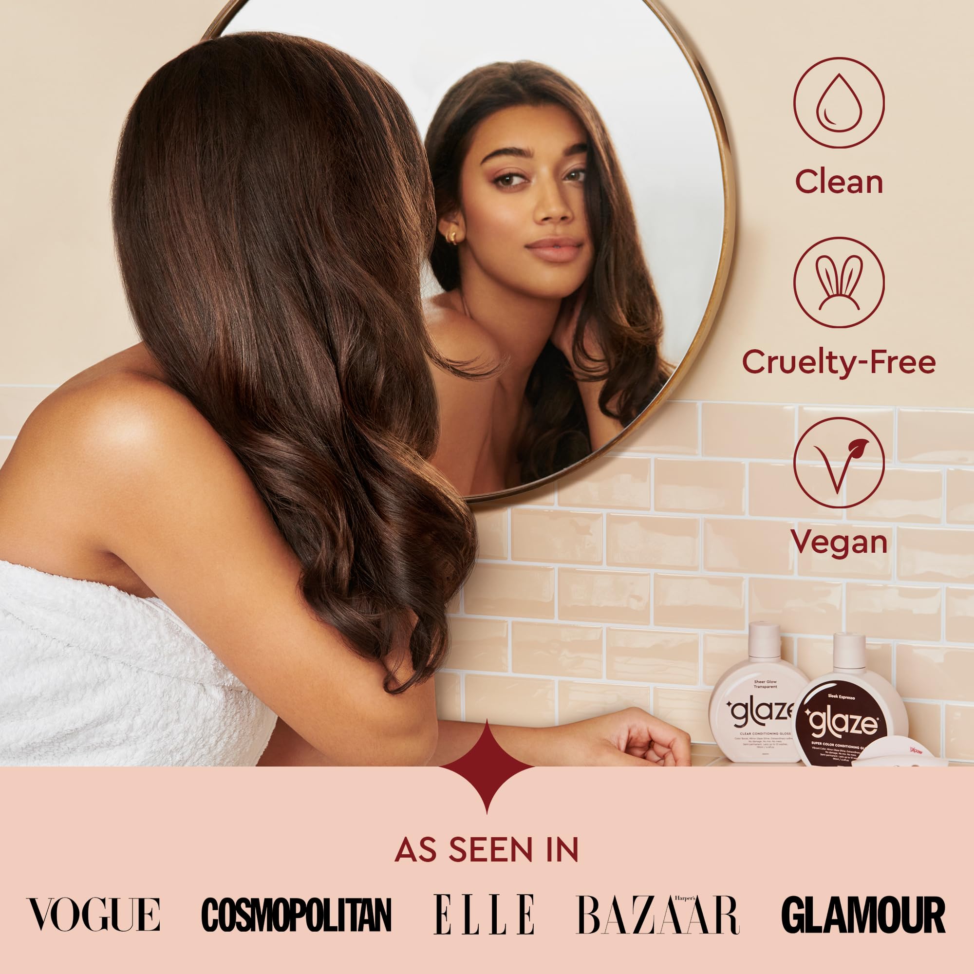 Glaze Super Gloss Color Conditioning Gloss β Cocoa Lights for Medium to Dark Brown Hair with Highlights β Rinse Out Semi-Permanent Hair Gloss that Enhances Color and Boosts Shine & Hydration