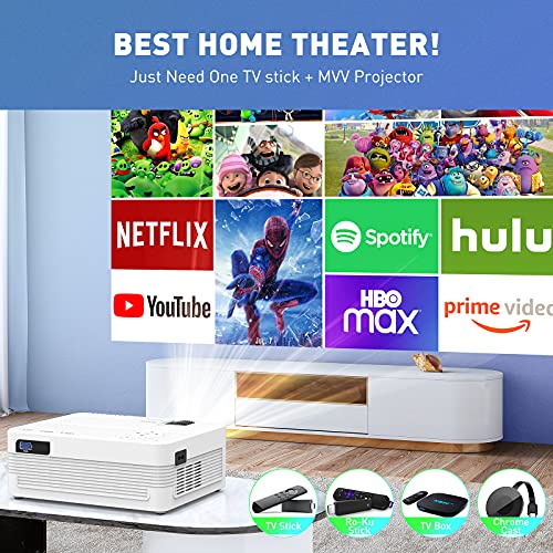 Mini Outdoor Projector, 2022 Upgraded Brightness, 1080P Supported WiFi Projector, Portable Movie Projector for Home Theater Compatible with TV Stick HDMI USB AV