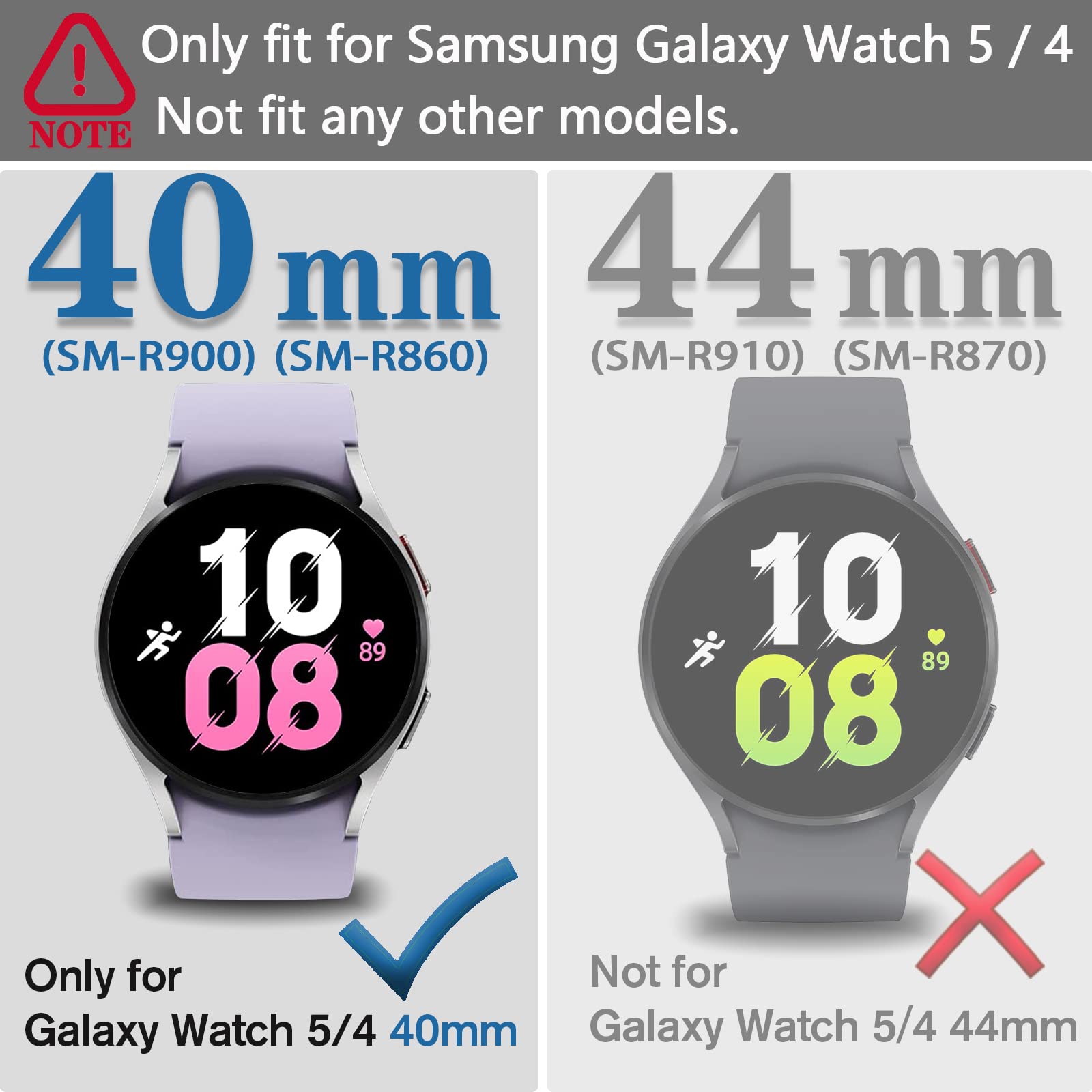Wugongyan Screen Protector Case Compatible with Samsung Galaxy Watch 5 & Galaxy Watch 4 40mm 44mm Soft TPU Bling Diamond Case (7 Colors, 40mm)