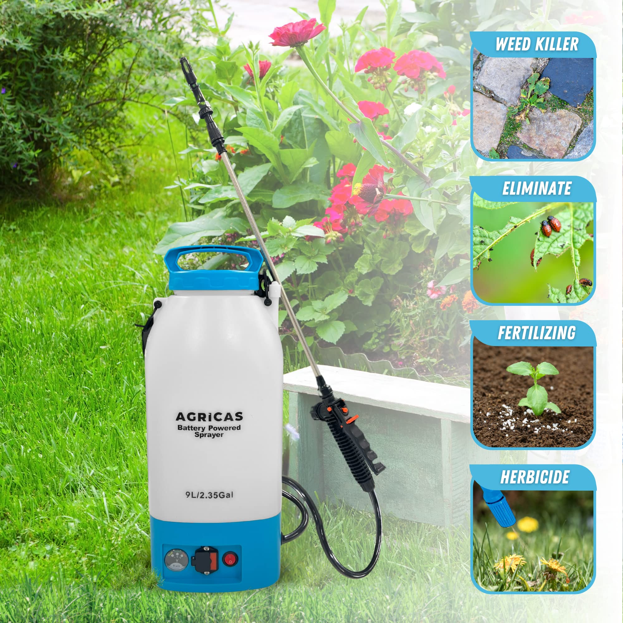 AGRICAS 2.35 Gallon Battery Powered Sprayer