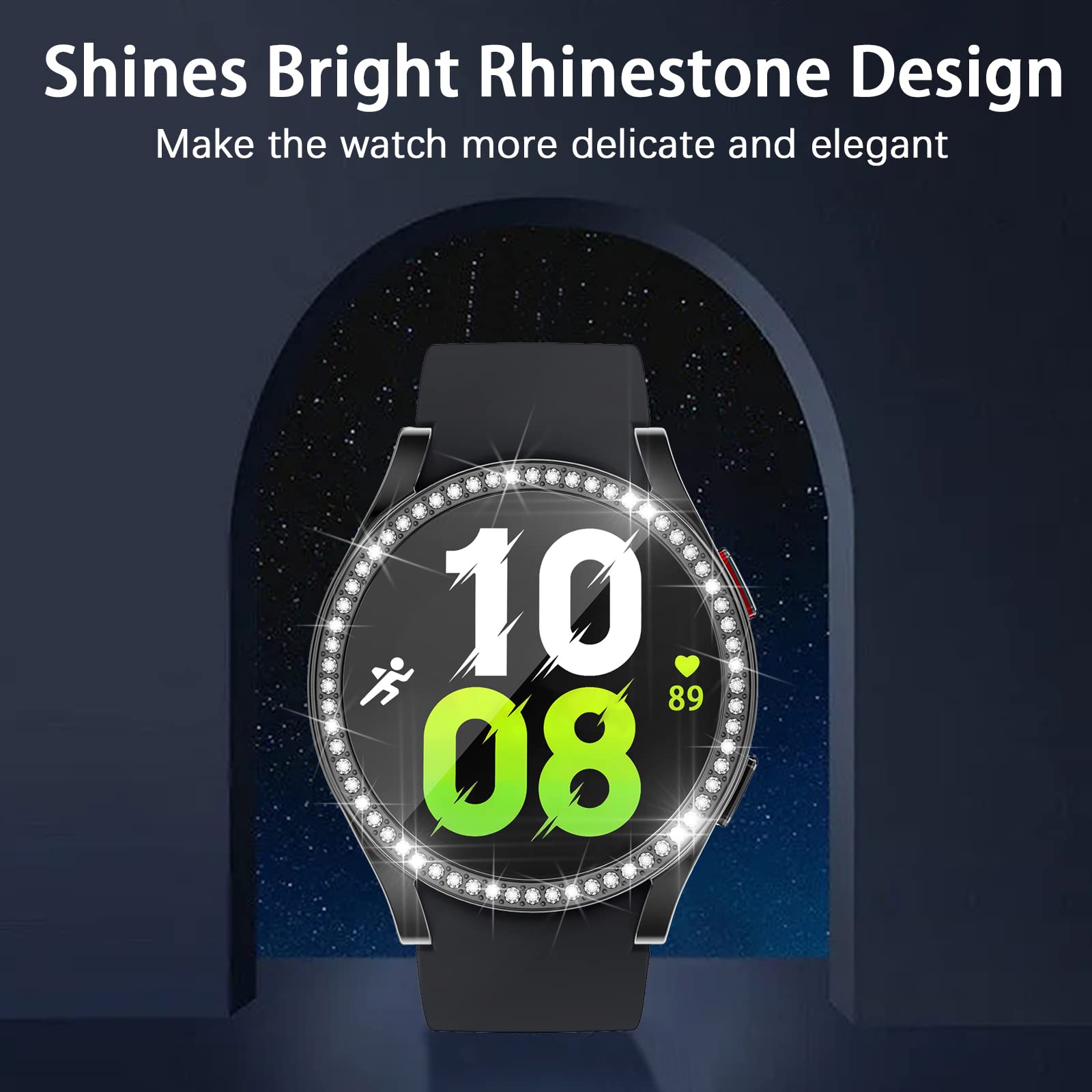 Wugongyan Screen Protector Case Compatible with Samsung Galaxy Watch 5 & Galaxy Watch 4 40mm 44mm Soft TPU Bling Diamond Case (7 Colors, 40mm)
