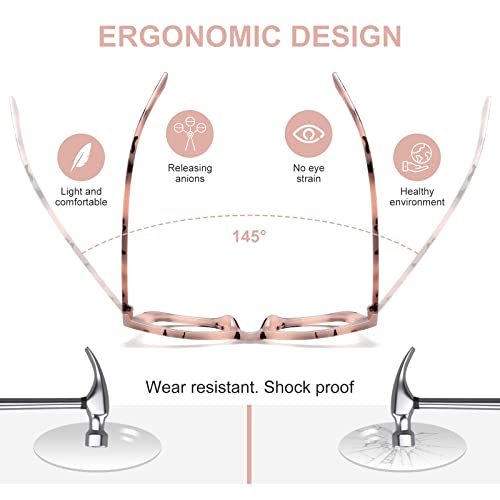 ZEHEXA Reading Glasses for Women Blue Light Blocking Glasses Filter UV Square Readers Glasses for Men and Women 5 Pack 1.5
