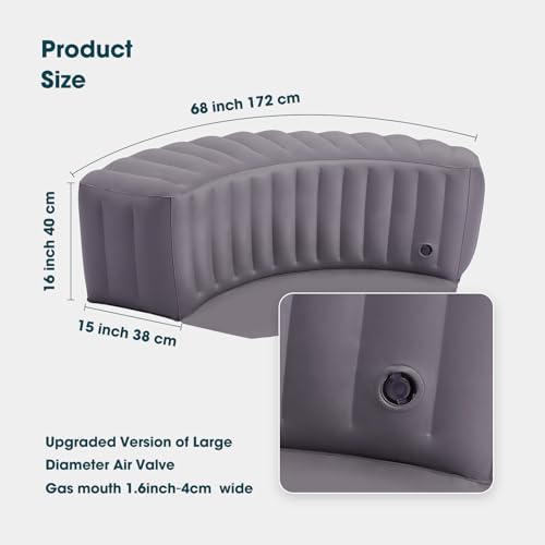 Inflatable Spa Surround Bench Hot Tub Step Spa Side Table Outdoor Portable Air Seat Pool Accessory Yard Home Garden Patio Lawn Backyard Bathtub Universal Curved Footstep