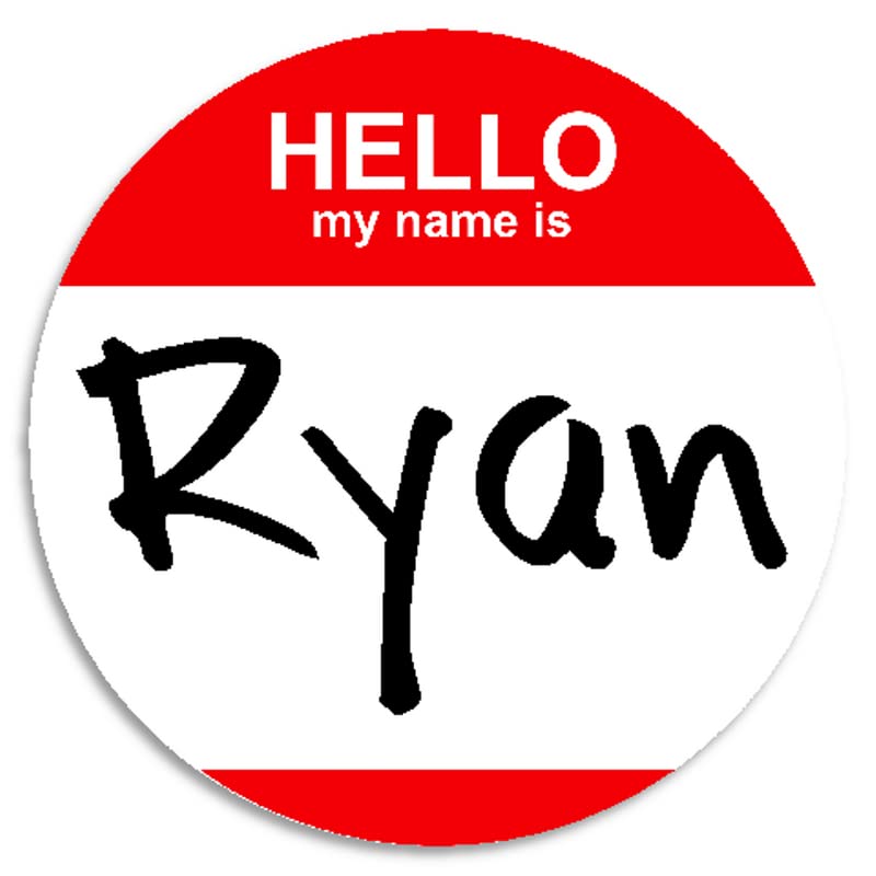 Hello My Name is Ryan - 3 Pack Circle Stickers 3 Inch - Customizable Nametag