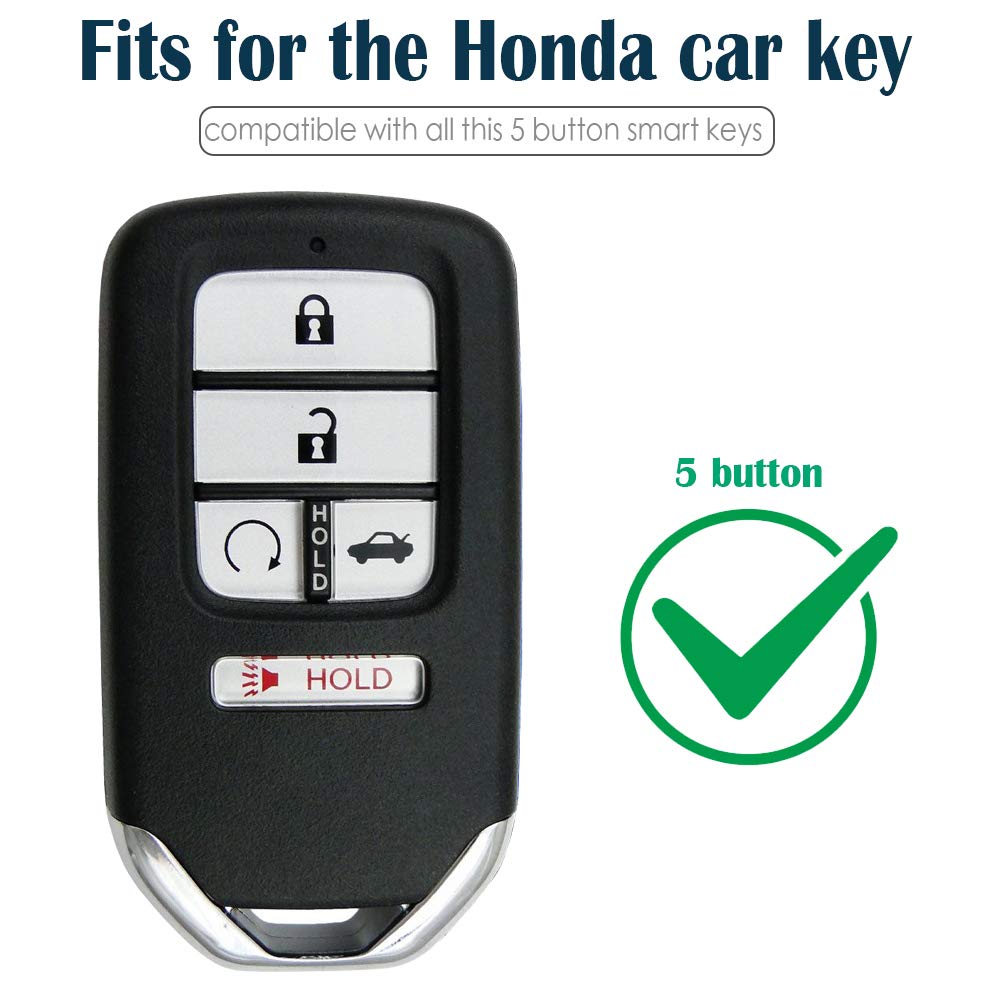 Lcyam Key Fob Cover Case with Keychain Strap, Compatible with Honda Accord Civic CR-V Passport Pilot Insight Smart Key, Black