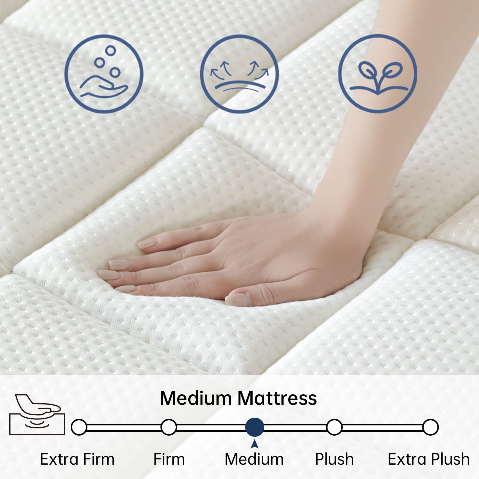 Queen Mattress, 12 Inch Queen Size Mattress in a Box,Ultimate Motion Isolation with Memory Foam and Pocket Spring, Edge Support, Medium Firm