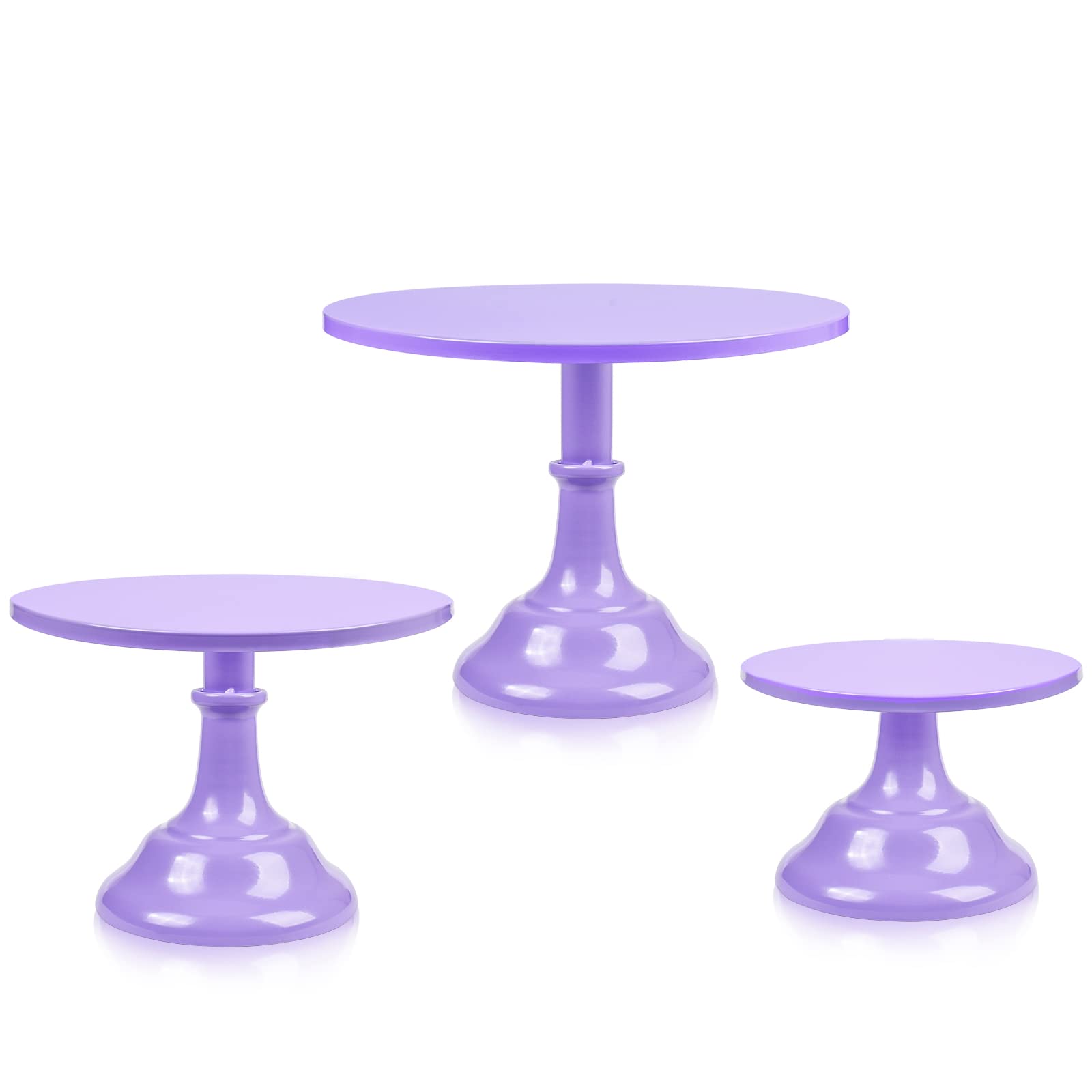 3 PCS Purple Cake Stand Set Round Metal Cake Stands Cupcake Holder Modern Dessert Table Display Set for Wedding Birthday Girls' Party Baby Shower Anniversaries Supplies