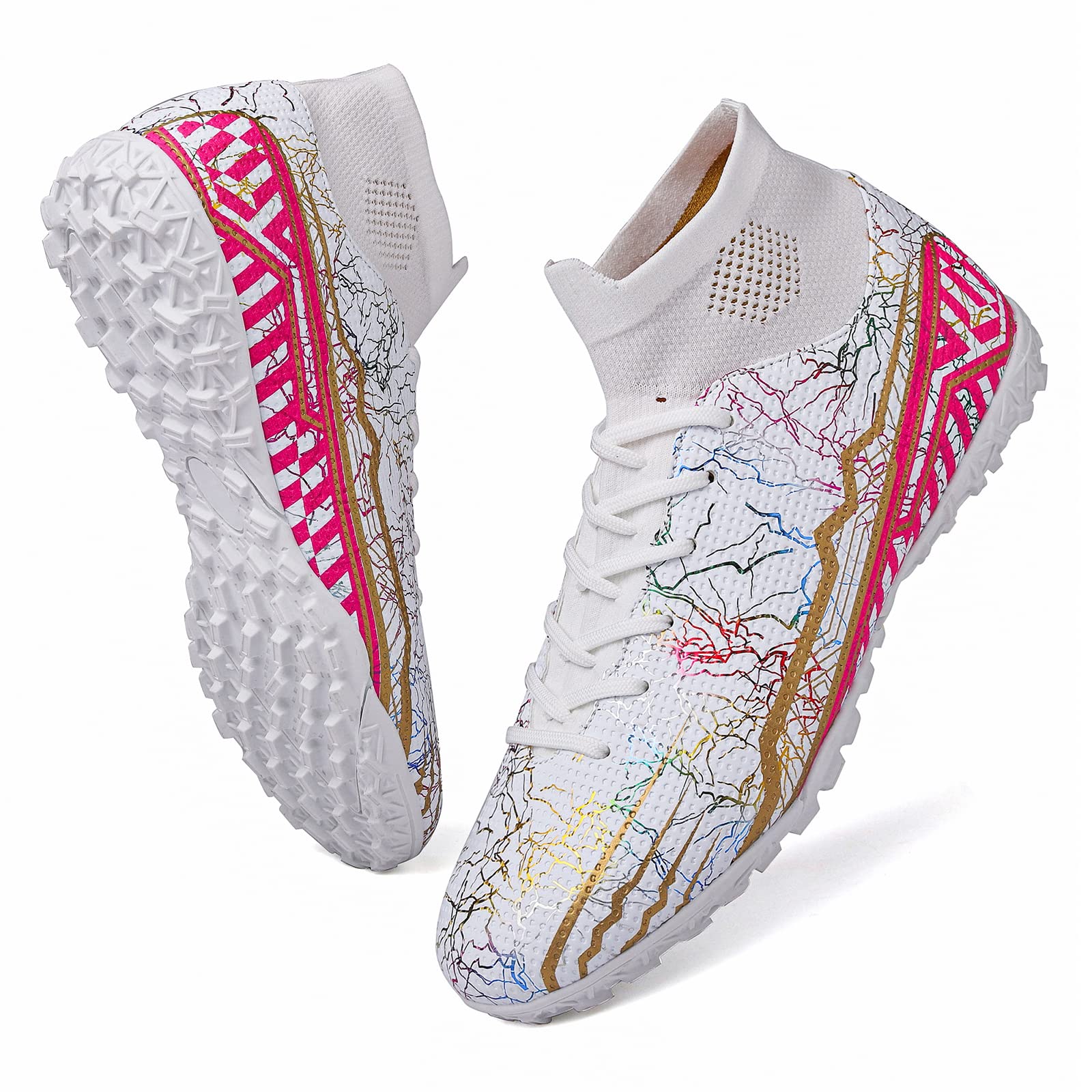 Indoor Soccer Shoes Mens Soccer Cleats Women Turf Soccer Shoes Men Tacos De Futbol para Hombre Zapatos De Futbol para Hombres Futbol Football Cleats for Big Boy Futsal Shoes High Top Shoes TF