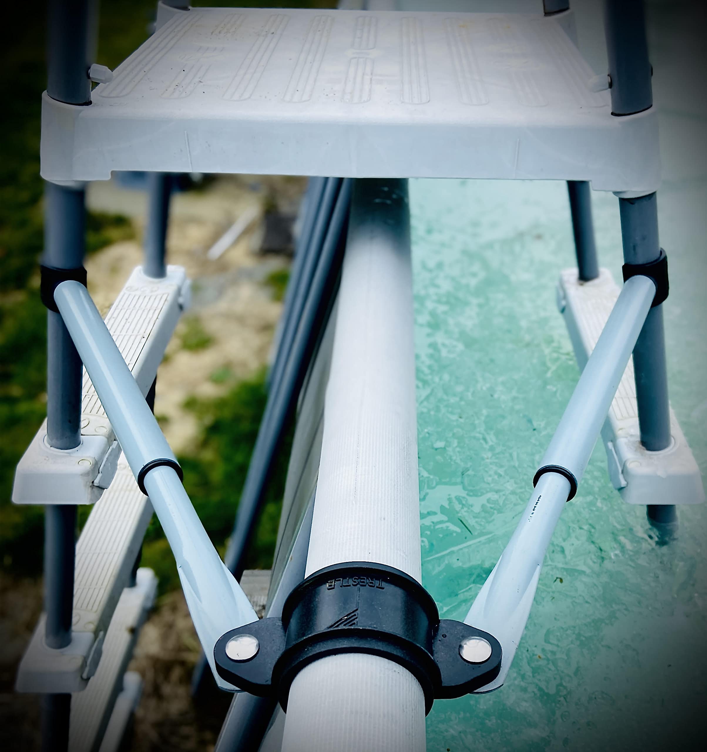 Above Ground Swimming Pool Ladder Latch **Sold as Set** Ladder Anchor Safety Stabilizer Pool Frame Reduce Injury**Stop Wear On Your Pool Liner**