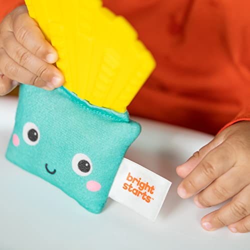 Bright Starts Side of Smiles French Fry Teether Toy with Crinkle Textures, Baby Teething Toy, BPA Free, Unisex, 3 Months+