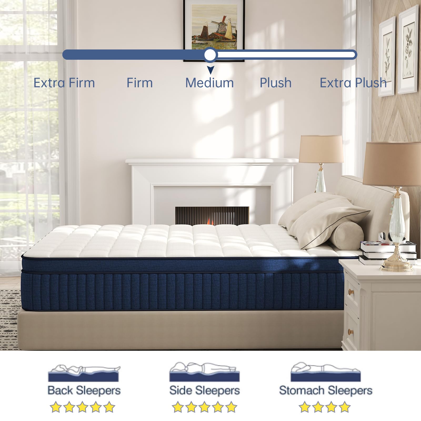 Queen Mattress, 12 Inch Queen Size Mattress in a Box,Ultimate Motion Isolation with Memory Foam and Pocket Spring, Edge Support, Medium Firm