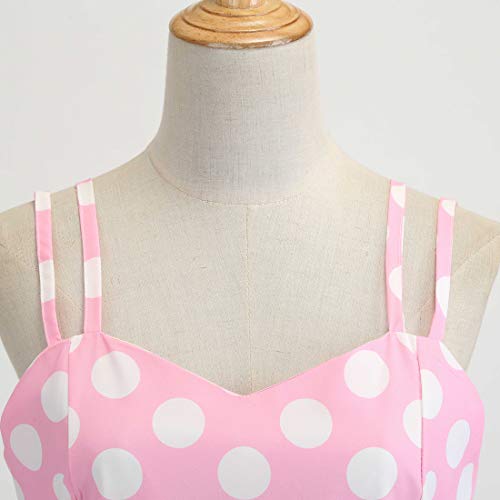 ABAFIP Women's 50s 60s Vintage Sleeveless Sling Strap Polka Dot A-Line Swing Cocktail Party Wedding Bridesmaid Summer Beach Tea Dresses Pink X-Large