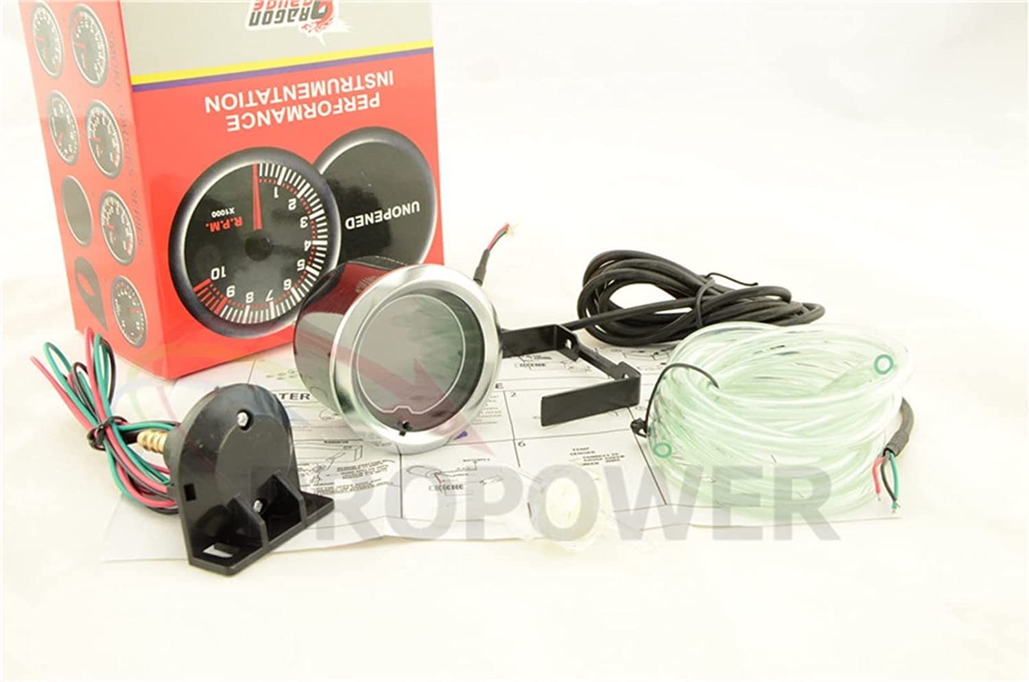 LEVANLIGHT Black 7 Color LED Display 30 PSI Turbo Boost/Vacuum Gauge Kit for Car Truck | 7 Adjustable Color LED | Dual Digital Analog Output | 2-1/16" 52mm