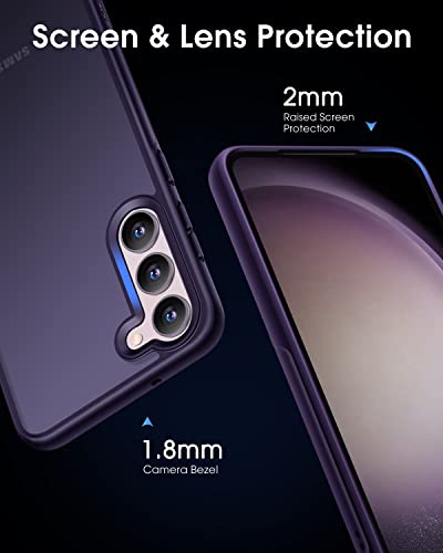 CASEKOO Genuine Official for Samsung Galaxy S23 Plus case (10FT Military Drop Protection) (Zero-Smudge Tech) Translucent Hard Back & Soft Bumper, Protective Slim Thin S23 Plus Case 6.6'' 2023, Purple
