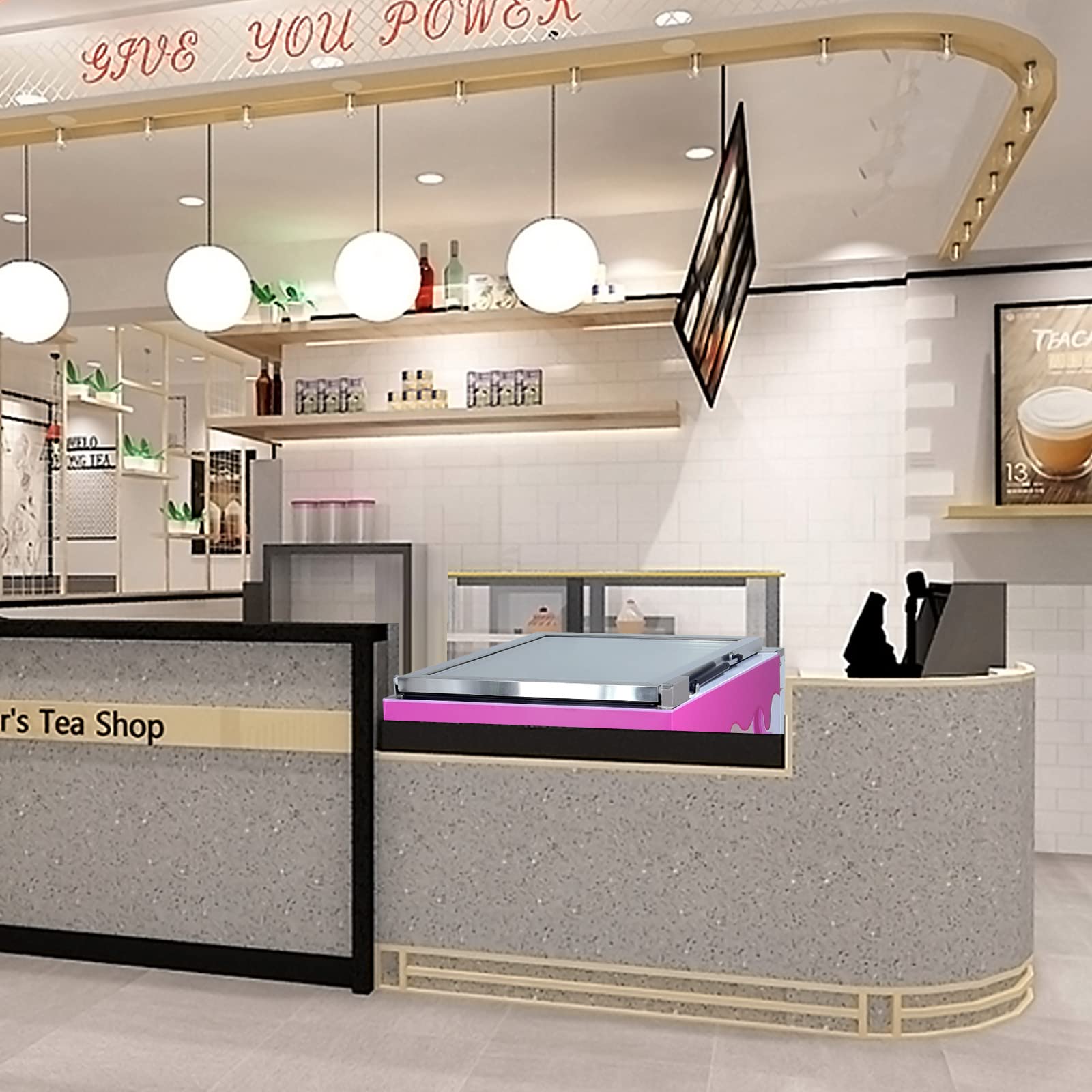 Kolice Commercial Tabletop Ice Cream Showcase Freezer, Countertop Ice Cream Display Freezer, Desktop Ice Cream Showcase with 9 Drums/6 Pans