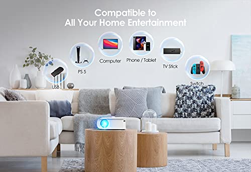 VIMGO 5G WiFi Projector, 9700LUX Native 1080P Projector, 220β Display Video Projector w Tripod, Portable Outdoor Projector for TV Stick, Video Games,HDMI/USB/AV/PS5, iOS Android Smartphone (X1)