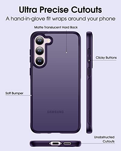 CASEKOO Genuine Official for Samsung Galaxy S23 Plus case (10FT Military Drop Protection) (Zero-Smudge Tech) Translucent Hard Back & Soft Bumper, Protective Slim Thin S23 Plus Case 6.6'' 2023, Purple