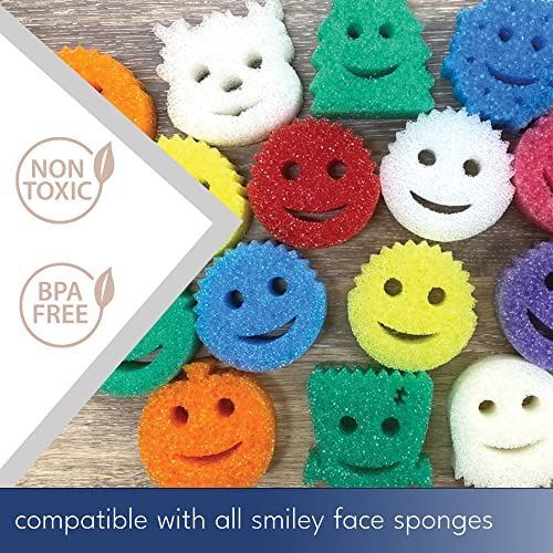 Storage Theory Suction Cup Sponge Holder - White Bathroom and Kitchen Sink Organizer for Round Sponges - No Sponges Included - 1 Pack