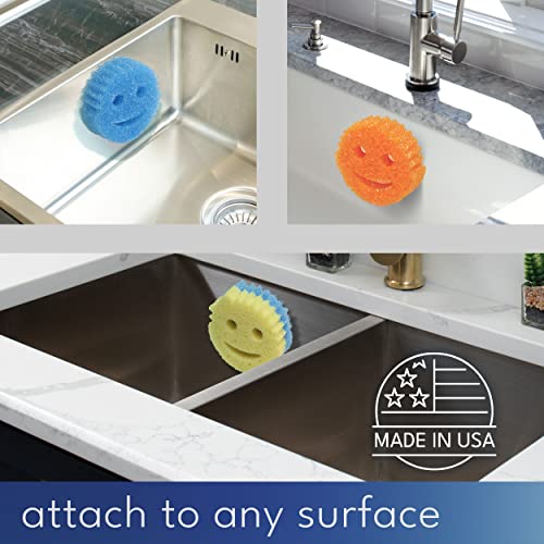 Storage Theory Suction Cup Sponge Holder - White Bathroom and Kitchen Sink Organizer for Round Sponges - No Sponges Included - 1 Pack