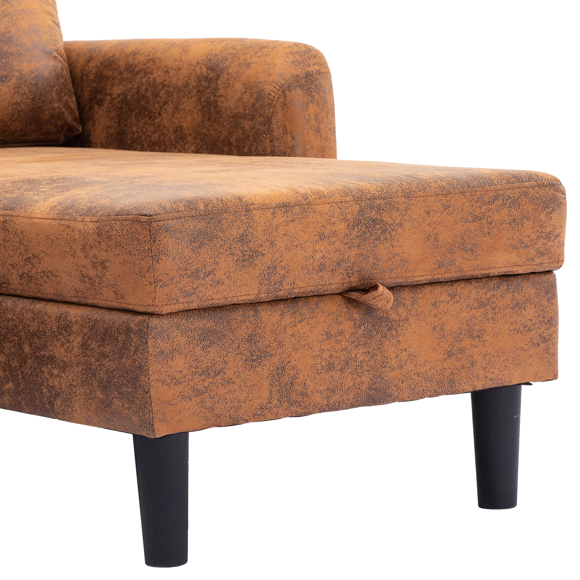 HomSof Sectional Reversible Chaise Longue, Modern L-Shaped Couch with Pull Storage, Coffee Sofa Bed