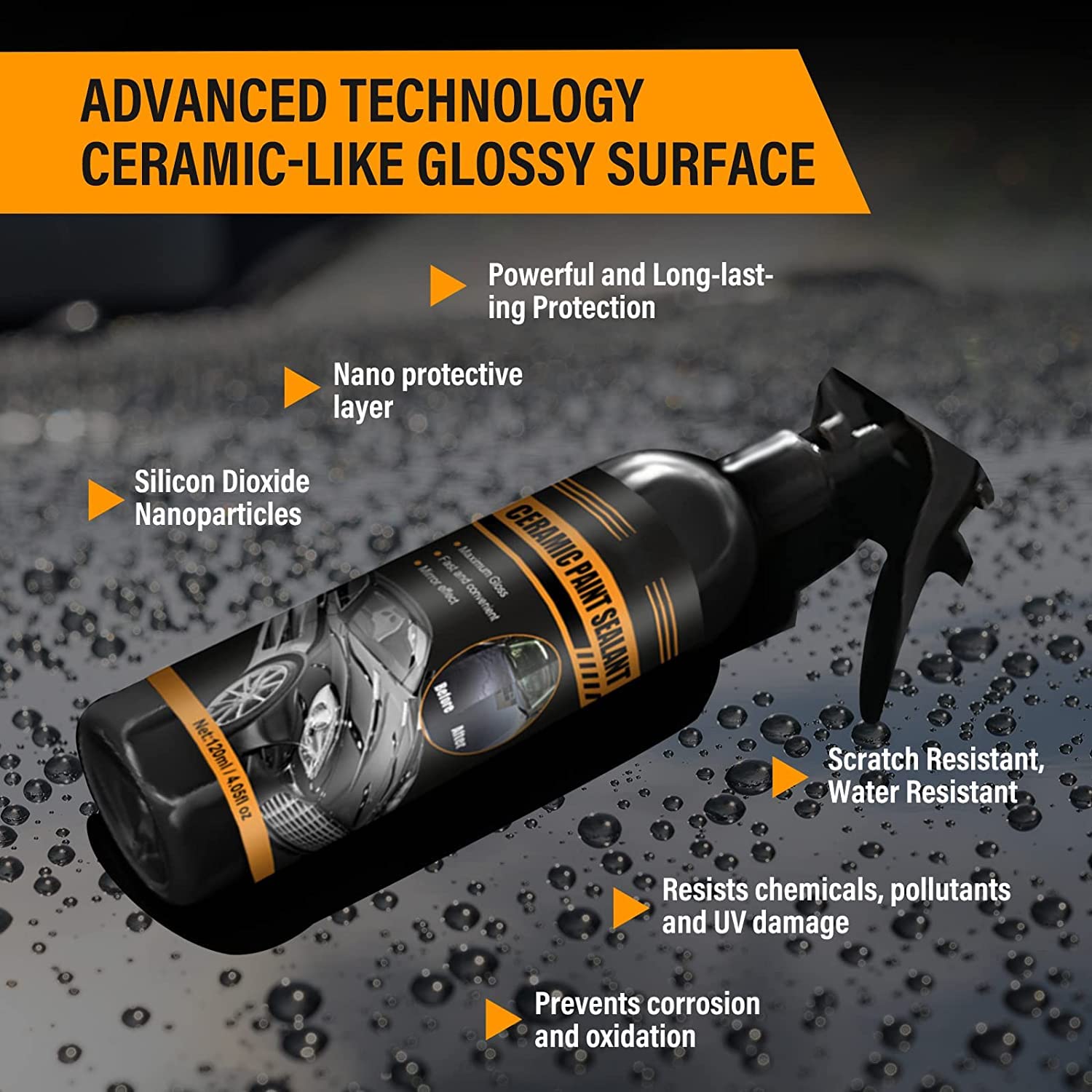 2pc Quick Ceramic Coating Seal Kit - Headlight Restoration - Glass Cleaner - Plastic Trim Restorer - Makes Cars Look Like New - Long Lasting Shine - High Protection (120ml + Glitter Cloth)