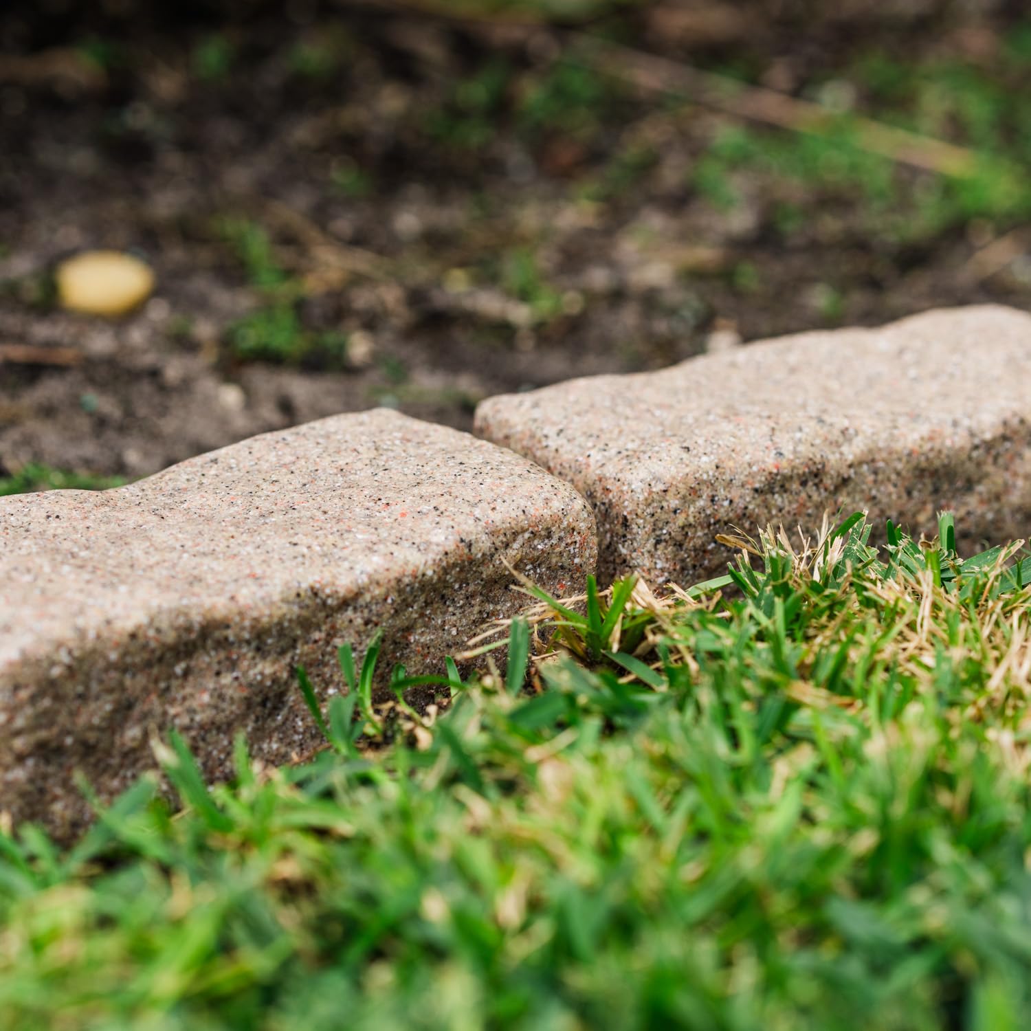 Beuta Landscape Edging | Garden Edging Border | No Dig Faux Stone Bricks for Lawn edging, Flower beds, Pathways & Yards – 4 Packs | Each Pack Has 6 Bricks 48"Lx 4"W x 2.25"H | 12 Spikes | Sandstone