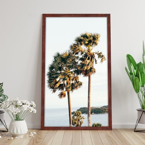 HLiWEGNS 16x20 Poster Frame Dark Walnut, Single, Woodgrain Vintage 16 x 20 Picture Frame, Gallery 20x16 Frame with Plexiglass for Artwork, Poster, Print, Photo Display