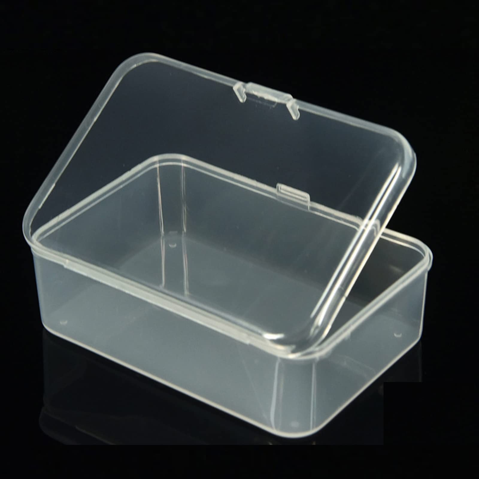 Wotermly 18 Pcs Small Plastic Case Small Mini Rectangle Clear Plastic Beads Storage Containers Box with Hinged Lid for Storage of Tiny Items (Size C 18 Pcs)