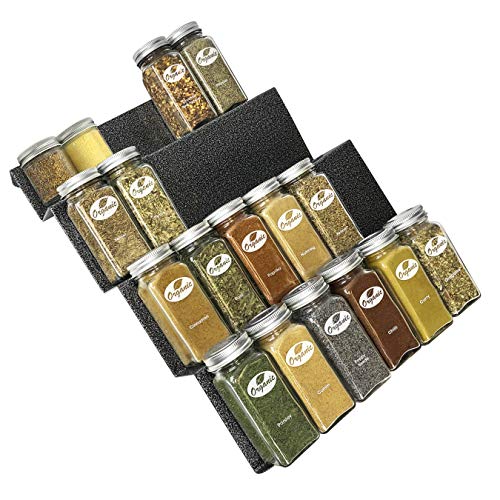 Lynk Professional® Spice Drawer Organizer - Heavy Gauge Steel 4 Tier Spice Rack - Drawer Insert Tray for Spice Jars, Herbs and Seasoning - Kitchen Cabinet Drawer Storage - Silver Metallic, Medium