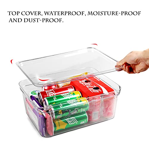 loobuu Plastic Clear Storage Bins with Lid, Stackable Pantry Organizer Box Bin Containers for Organizing Wardrobe Clothes, Fridge, Pantry Cabinet, Fruit, Vegetables, Bathroom Supplies 3 Pack